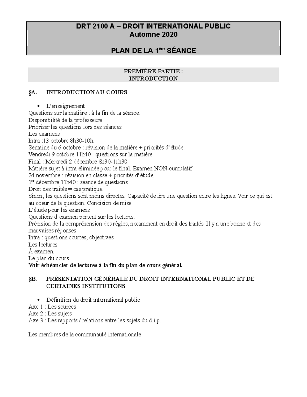 Plan1 - Notes de cours 1 - DRT2100 - UdeM - Studocu