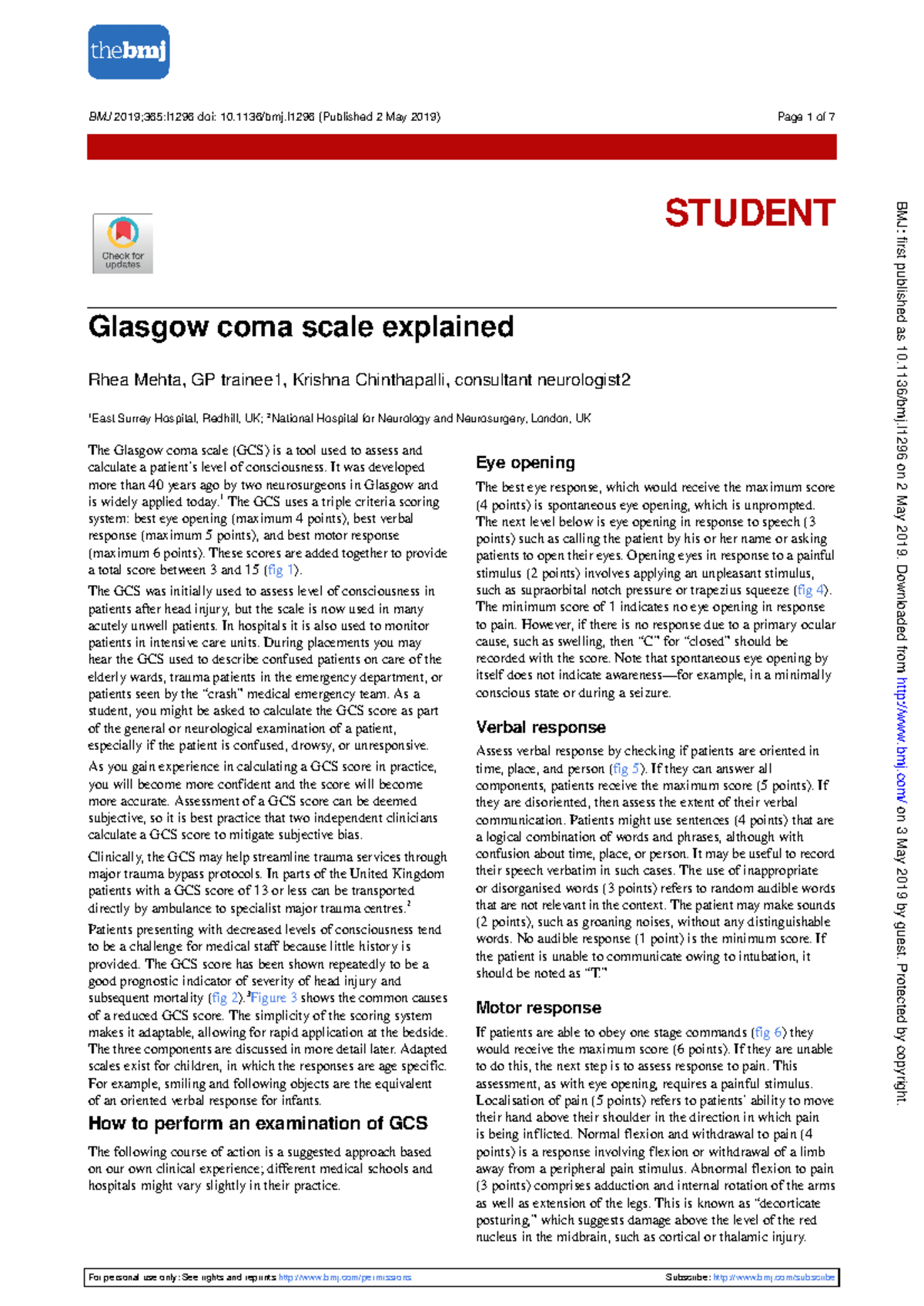 Glasgow coma scale explained da bmj - Glasgow coma scale explained Rhea ...