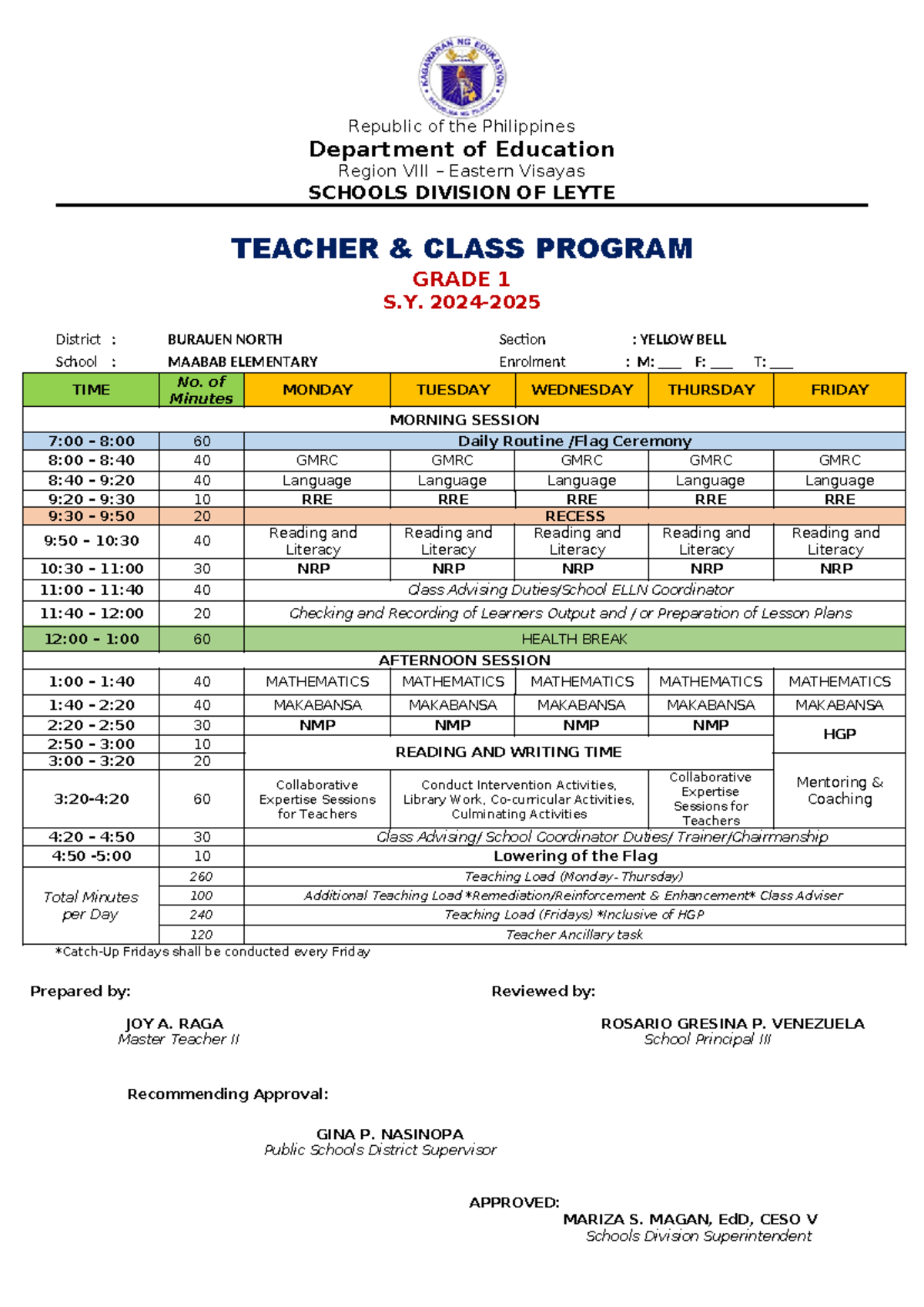 Grades-1 Matatag-Class-Program JOY - Republic of the Philippines ...