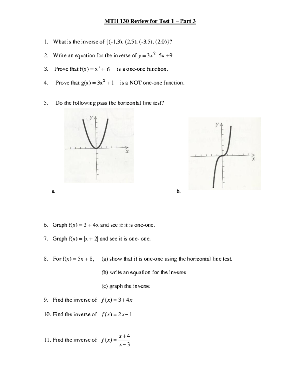 MTH 130 Review for Test 1 - Part 3 - MTH 130 Review for Test 1 – Part 3 ...