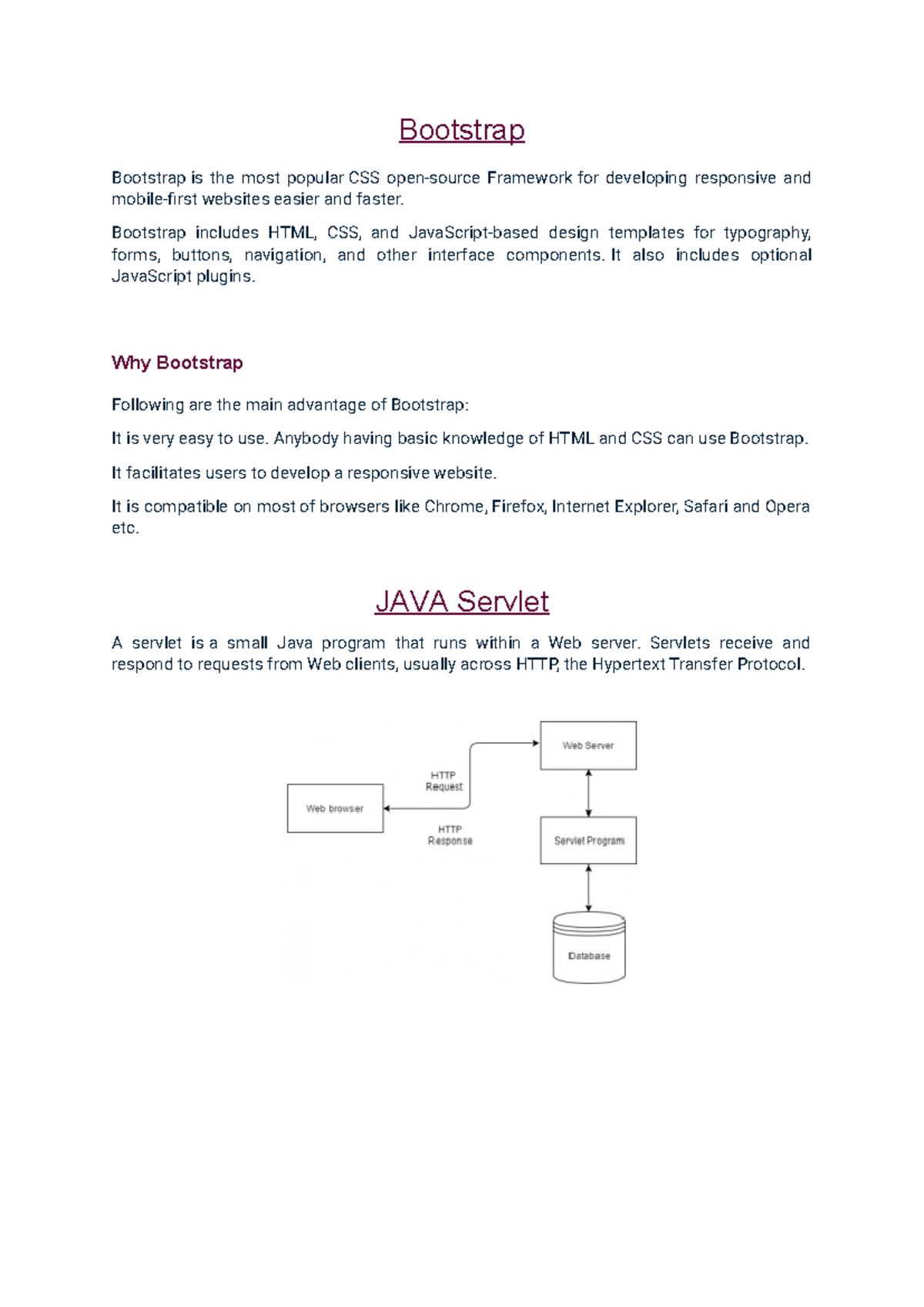 Programs Document - sdf - Bootstrap Bootstrap is the most popular CSS ...