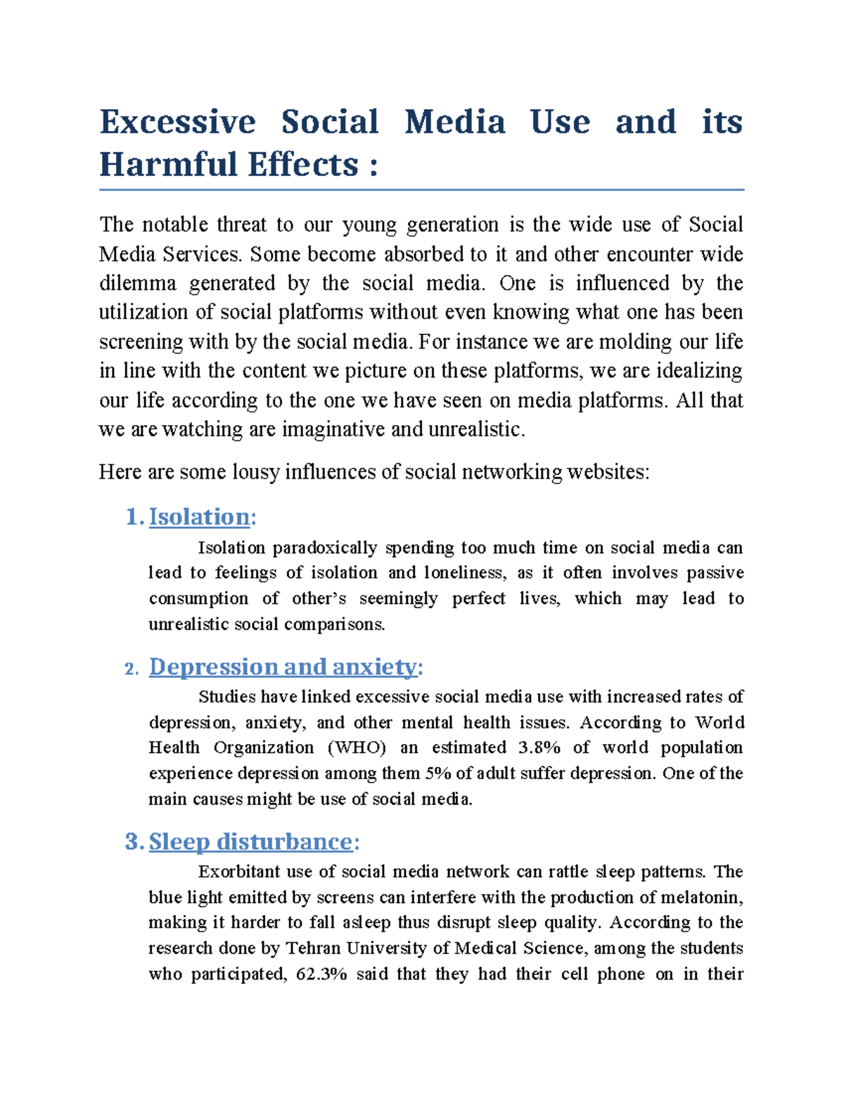 How Social Media is affecting our lives and mental health - Excessive ...
