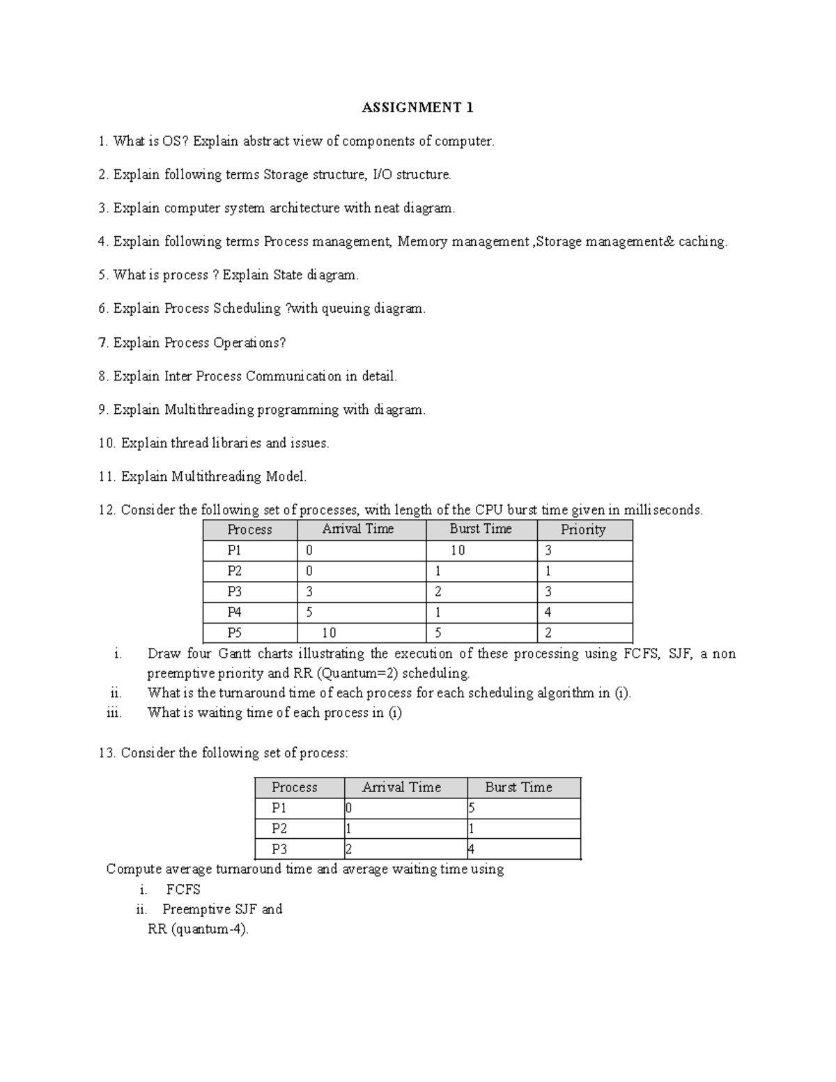 Assignment1 AND 2 - ASSIGNMENT 1 1. What is OS? Explain abstract view of components of computer ...