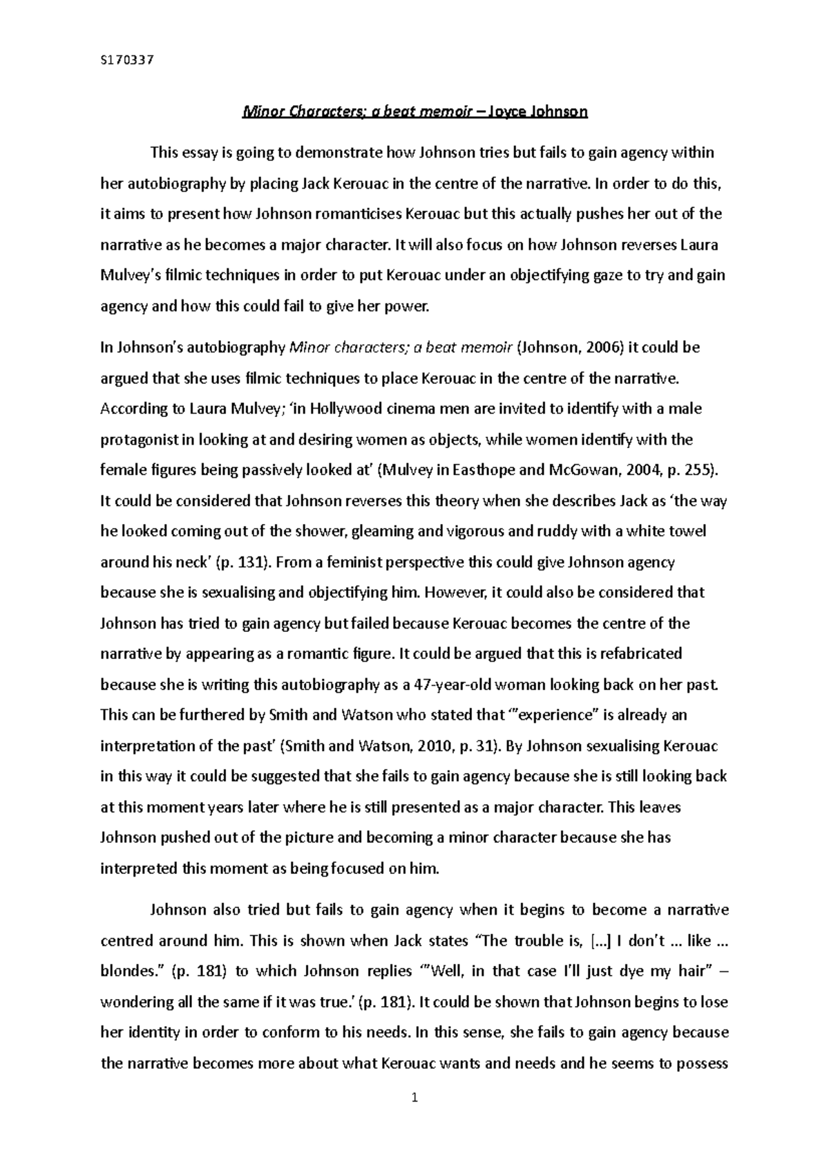 Minor Characters; a beat memoir – Joyce Johnson - In order to do this ...