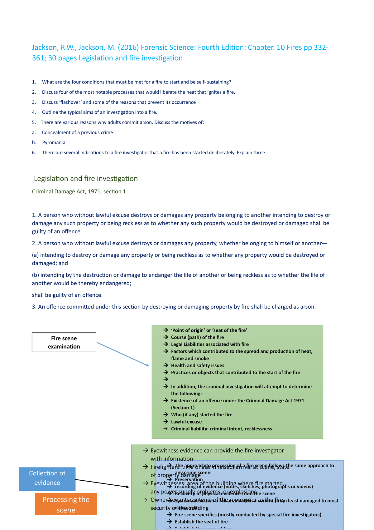Fire - Lecture notes 01/04/21 - Jackson, R., Jackson, M. (2016 ...
