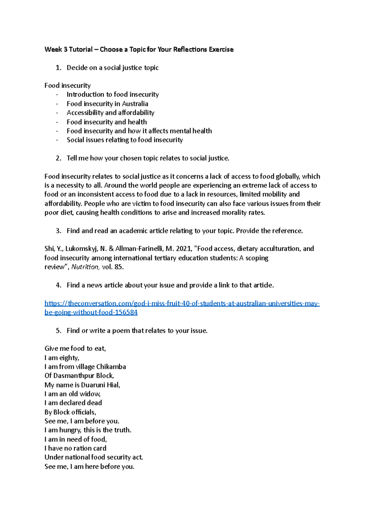 Week 3 tutorial activity - Week 3 Tutorial – Choose a Topic for Your ...