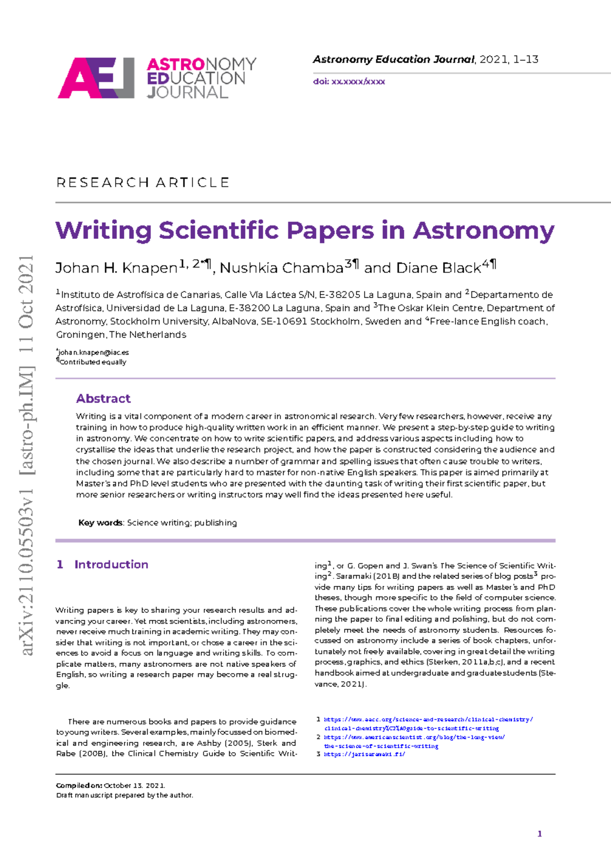 Writing scientific papers in astronomy - Astronomy Education Journal ...
