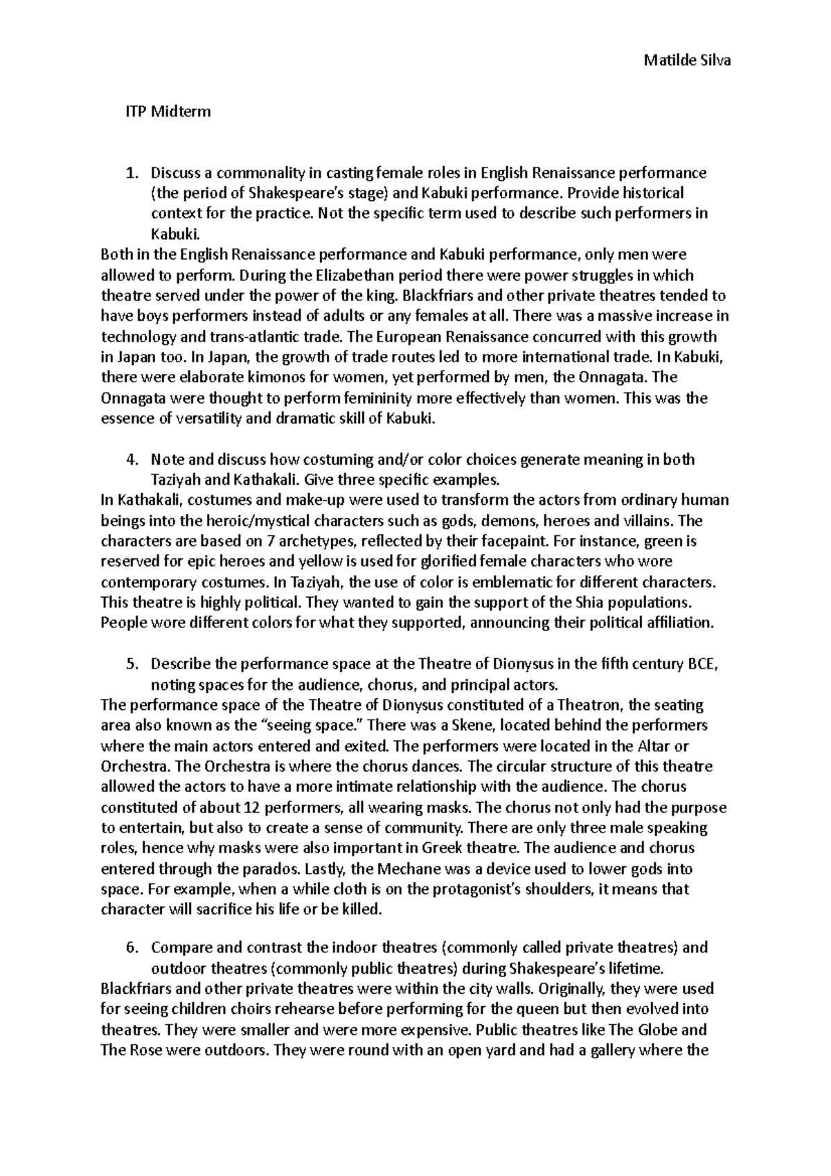 ITP Midterm Matilde Silva - Matilde Silva ITP Midterm Discuss a commonality in casting female ...