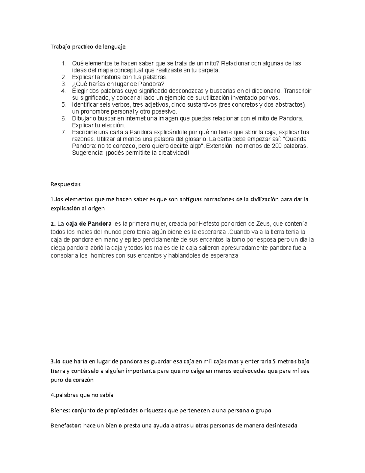 Trabajo practico de lenguaje - Explicar la historia con tus palabras ...