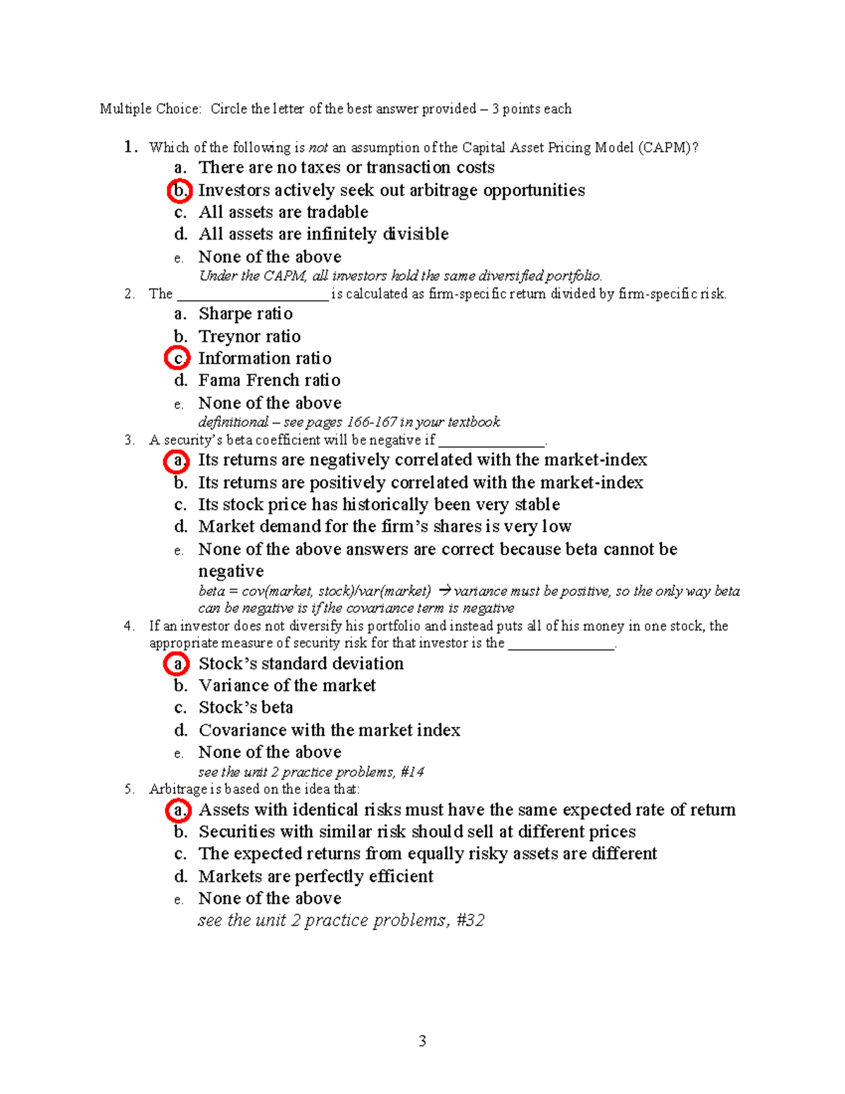 Practice tests - Multiple Choice: Circle the letter of the best answer ...