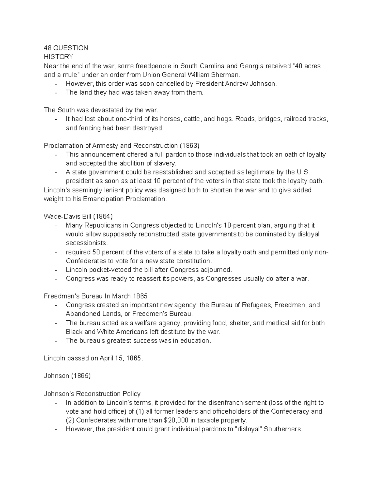 Apush - notes on AS US HISTORY - 48 QUESTION HISTORY Near the end of ...