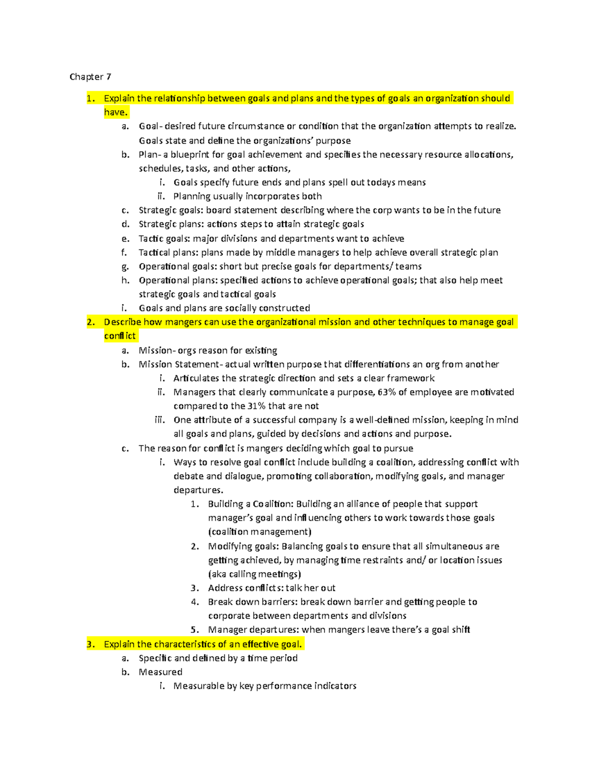 Test 2 - Test 2 for Survey of Management objectives; Helpful notes for ...