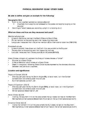 Exam 2 review - Lecture notes 2 - PHYSICAL GEOGRAPHY - EXAM 2 STUDY ...