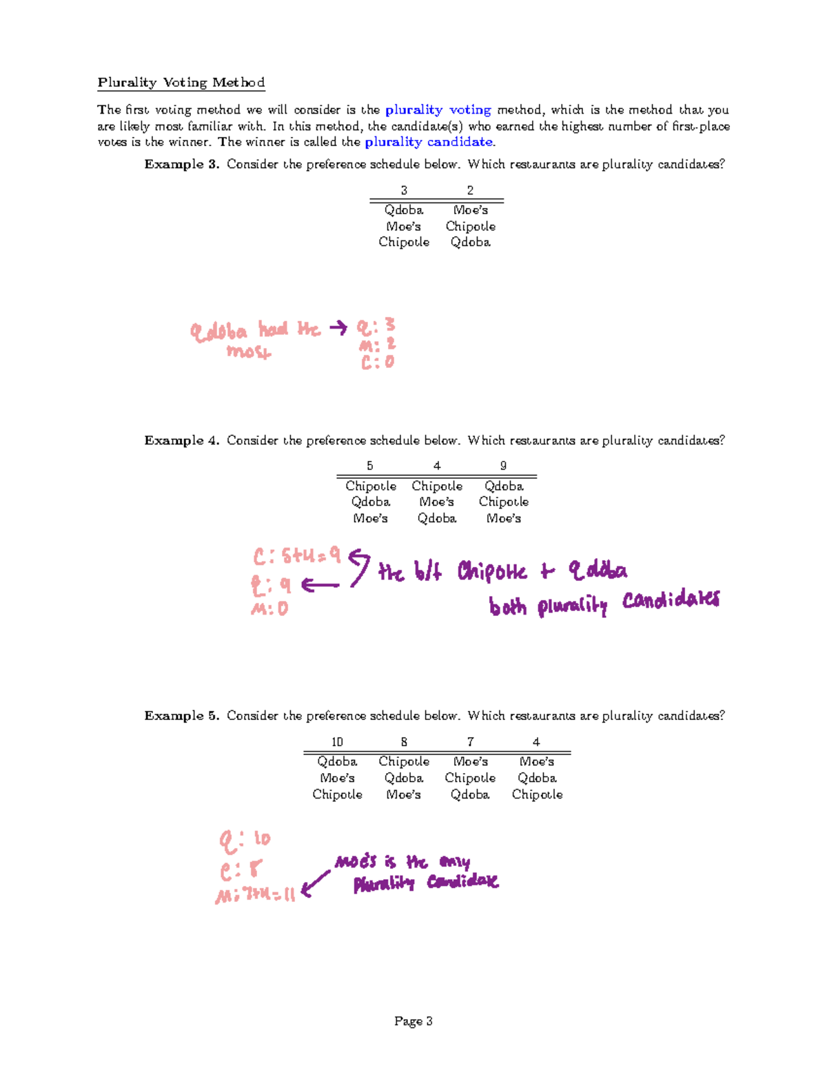 Preference Schedule Plurality Voting Majority Candidate Pgs 1 4 Plurality Voting Method The