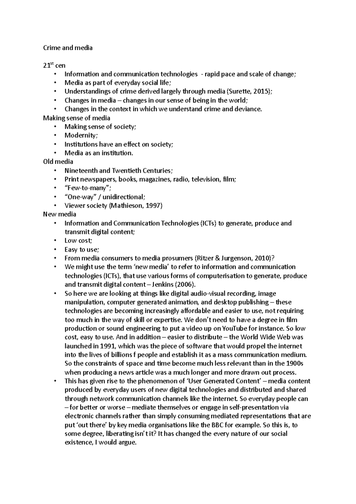 Crime and media - notes - CR15068 - BCU - Studocu