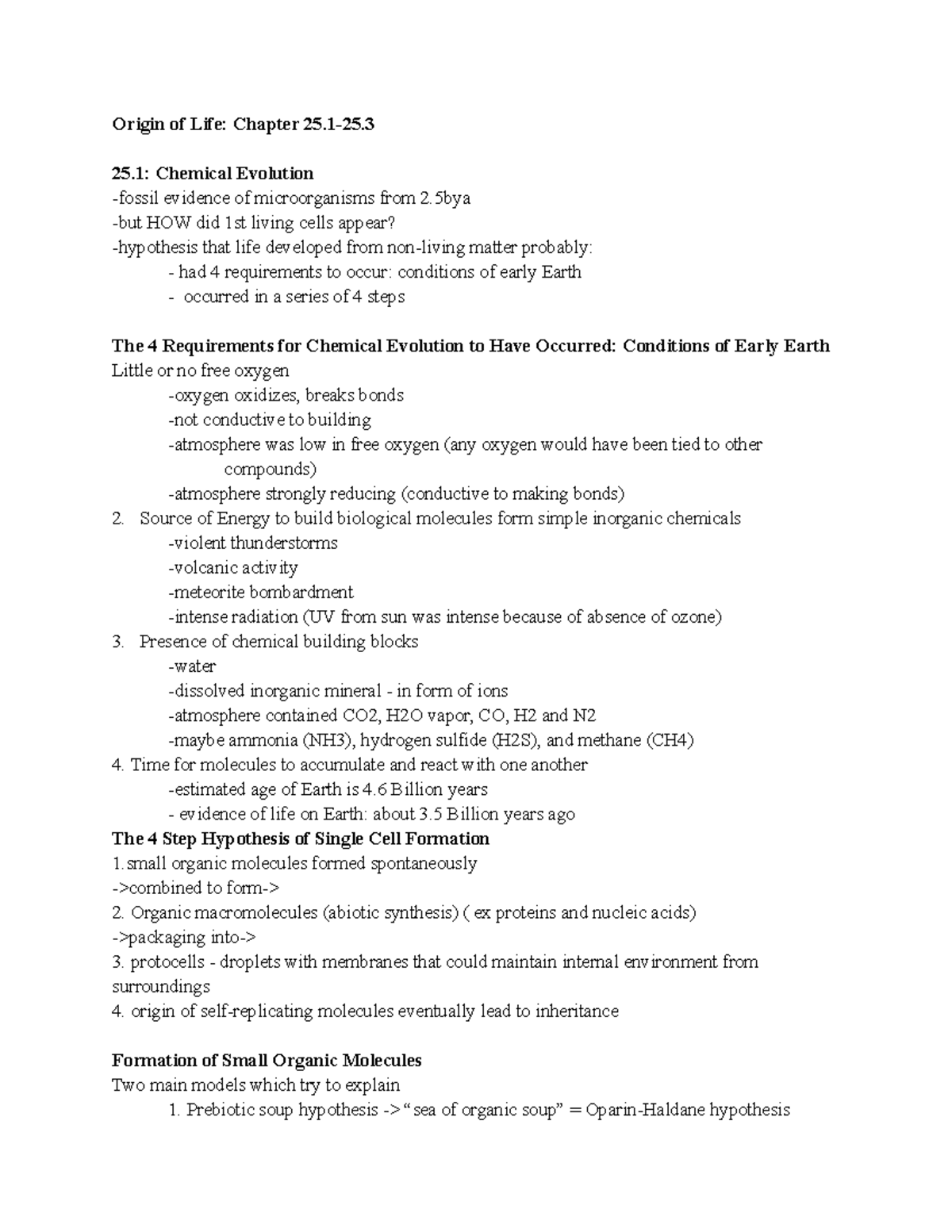Lecture 04 - Origin of Life - Origin of Life: Chapter 25-25. 25 ...