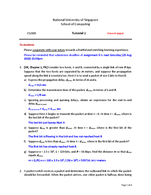 Tutorial 2 ans - National University of Singapore School of Computing CS2105 Tutorial 2 Answer ...