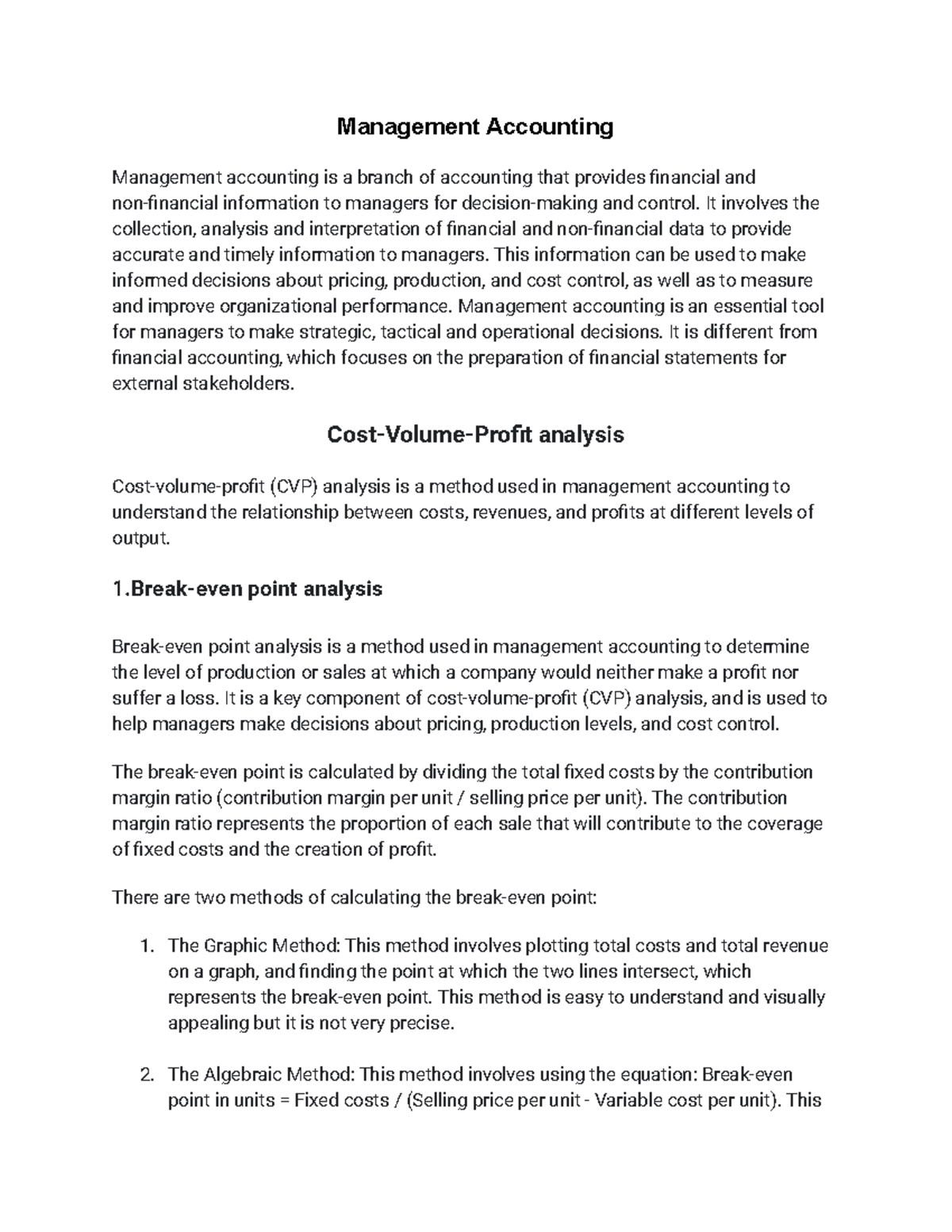 Management Accounting p1 - Management Accounting Management accounting ...