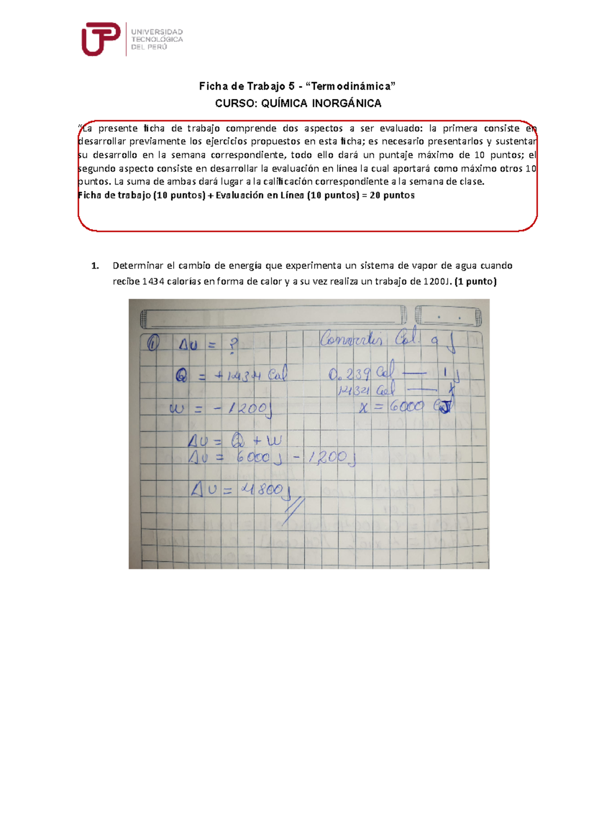 U4 S5.Ficha de Trabajo 5 - Termodinamica - “La presente icha de trabajo ...