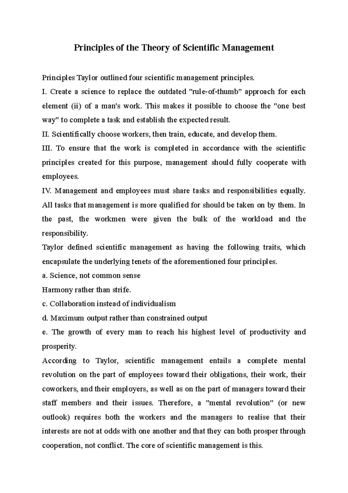 Principles of the Theory of Scientific Management - Principles of the ...