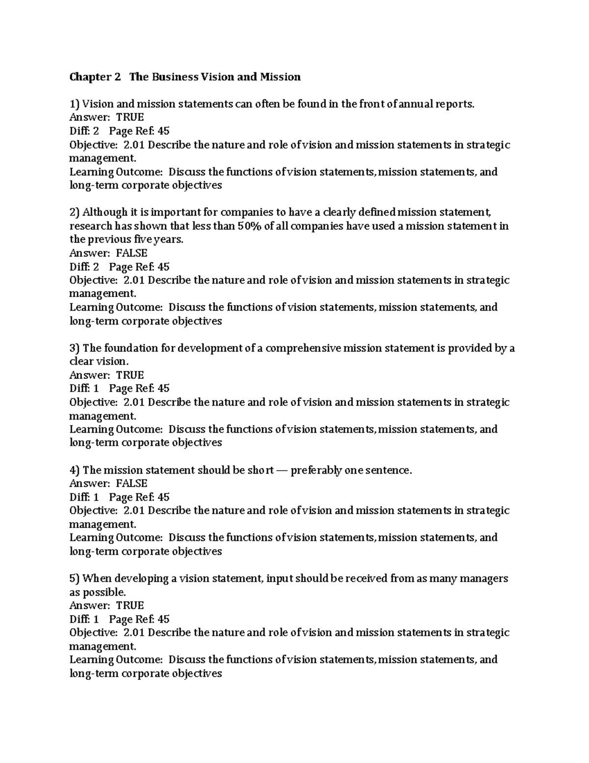 Chapter 2 The Business Vision and Mission - Chapter 2 The Business ...