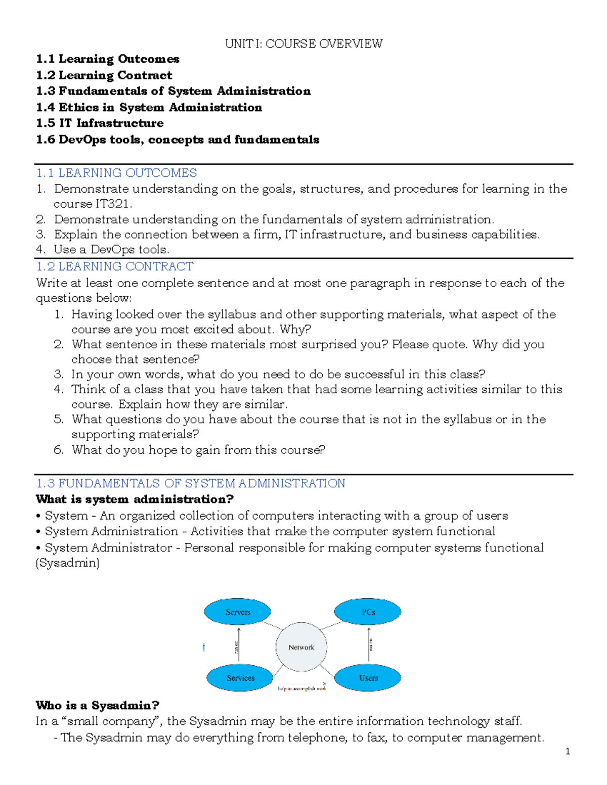 UNIT 1 - UNIT I: COURSE OVERVIEW 1 Learning Outcomes 1 Learning ...