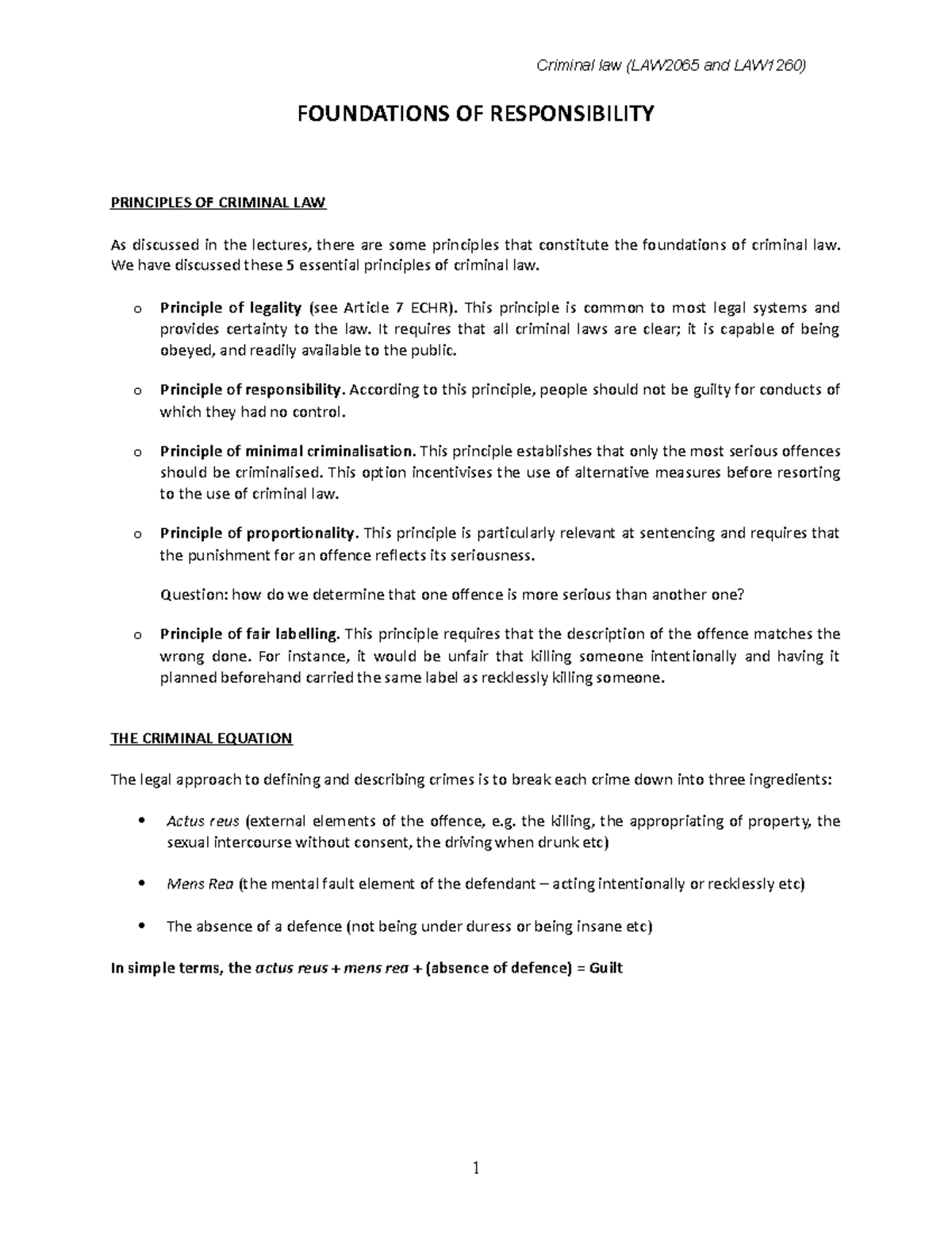 Handout lectures 2, 3 and 4 - FOUNDATIONS OF RESPONSIBILITY PRINCIPLES ...