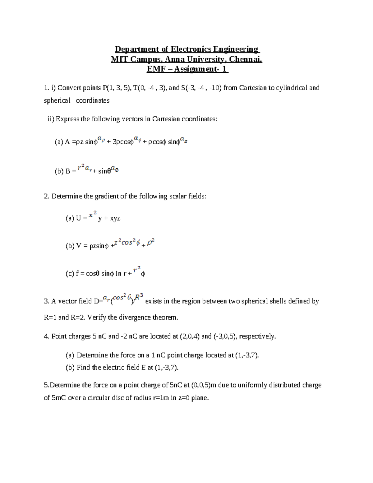 EMF-Assignment 1 - assignment - Department of Electronics Engineering ...