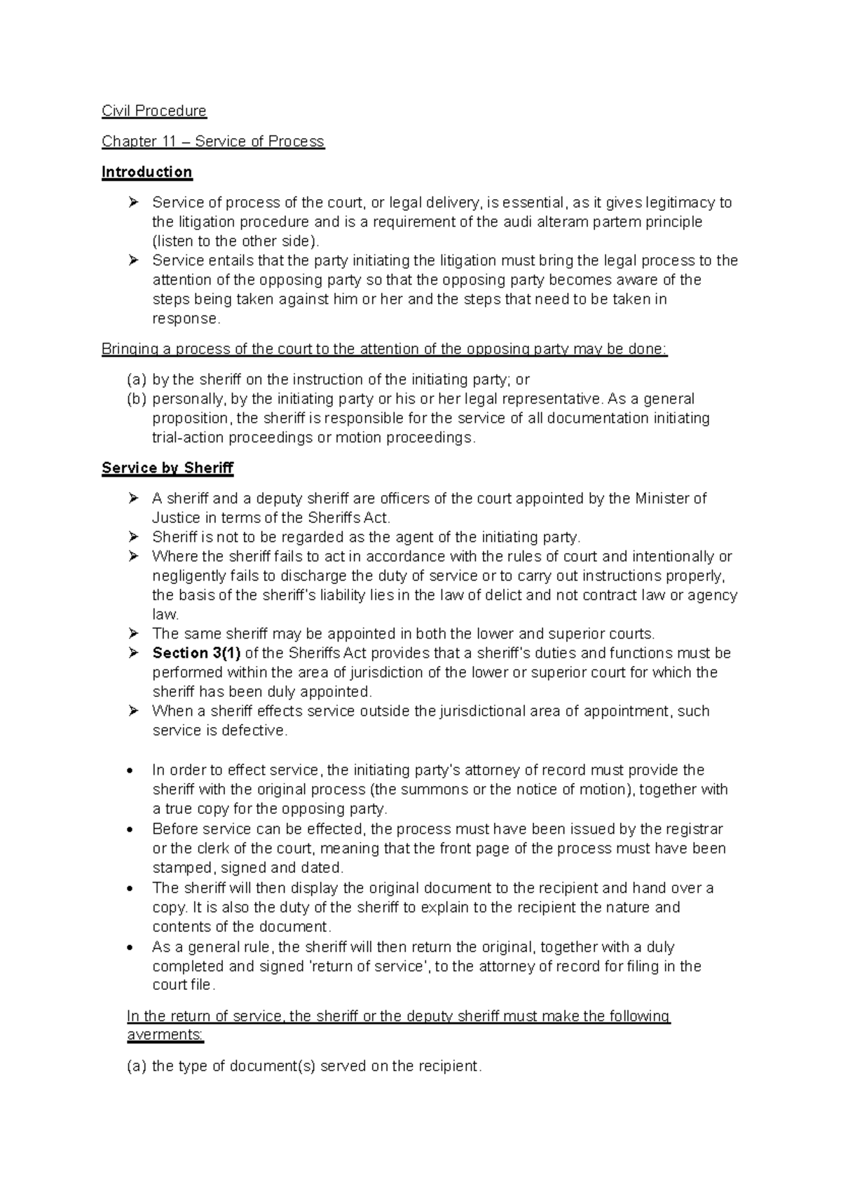 Chapter 11 Civil Procedure - Civil Procedure Chapter 11 – Service of ...