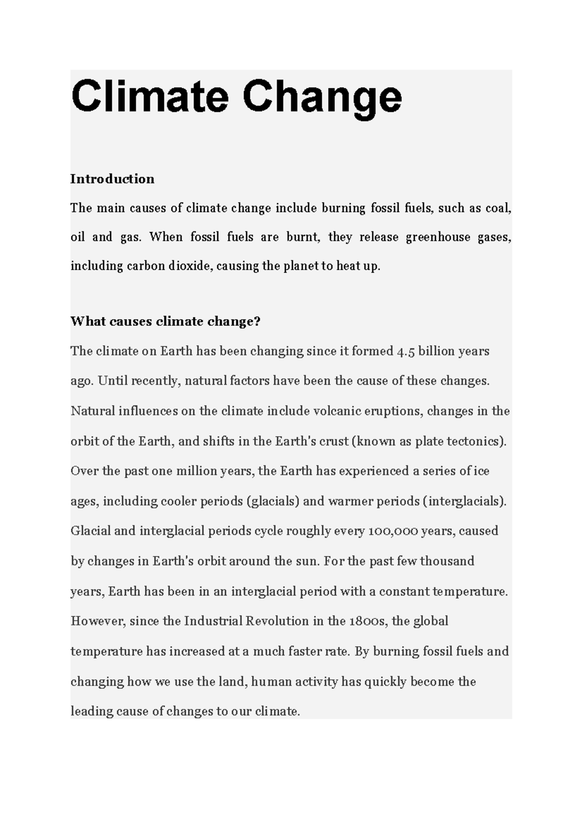 Climate Change - Simply - Climate Change Introduction The main causes ...