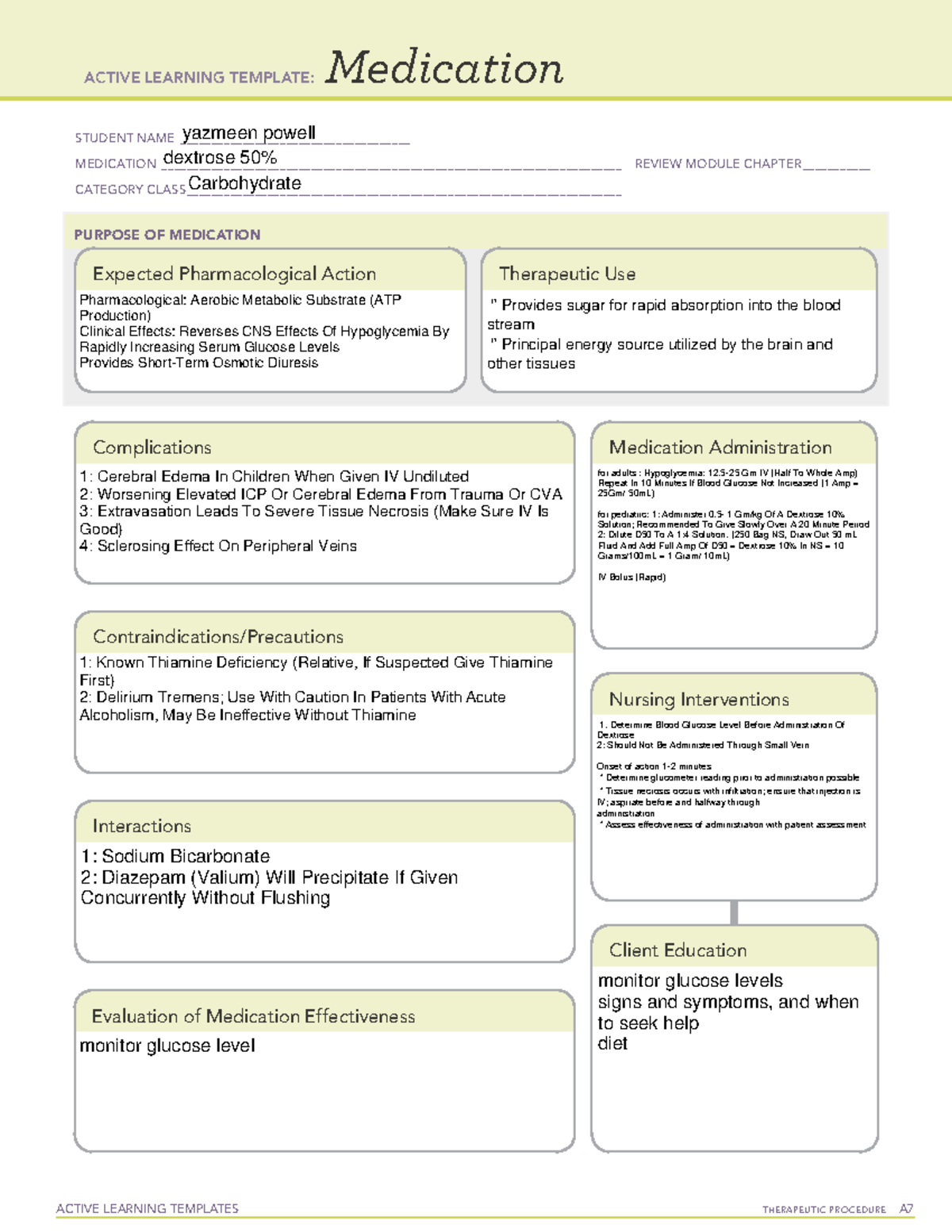 nursing Medication considersations Medication- dextrose - ACTIVE ...