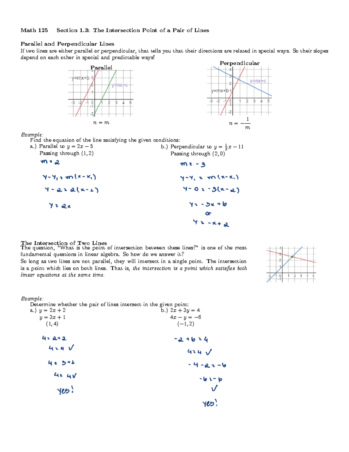 Math 125 LS 1.3 Part I - Lecture notes Prof Devi - Math 125 Section 1 ...
