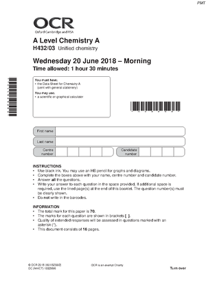June 2017 MS - Paper 1 OCR (A) Chemistry A-Level - Oxford Cambridge and RSA Examinations GCE ...