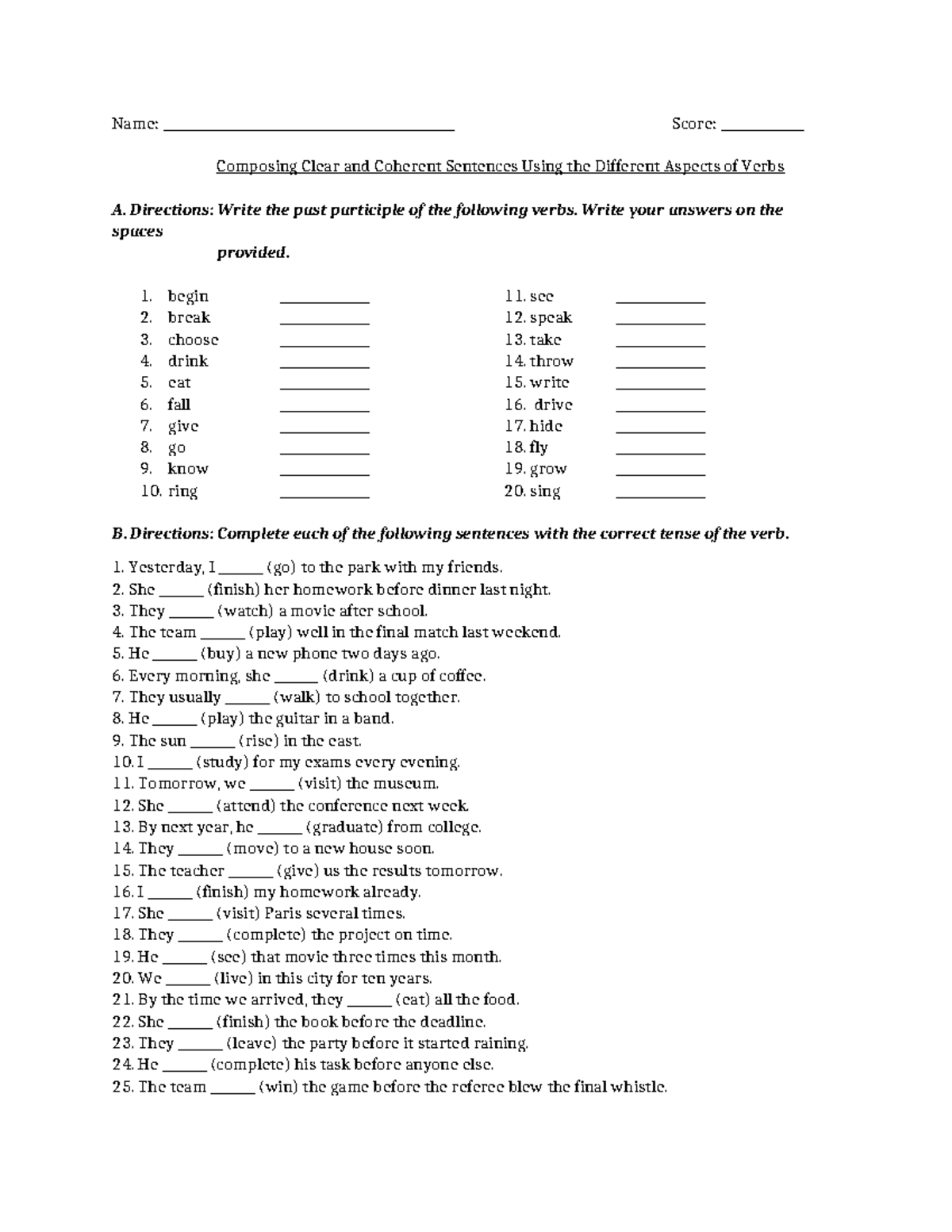 Aspects of verbs - Module - Name ...