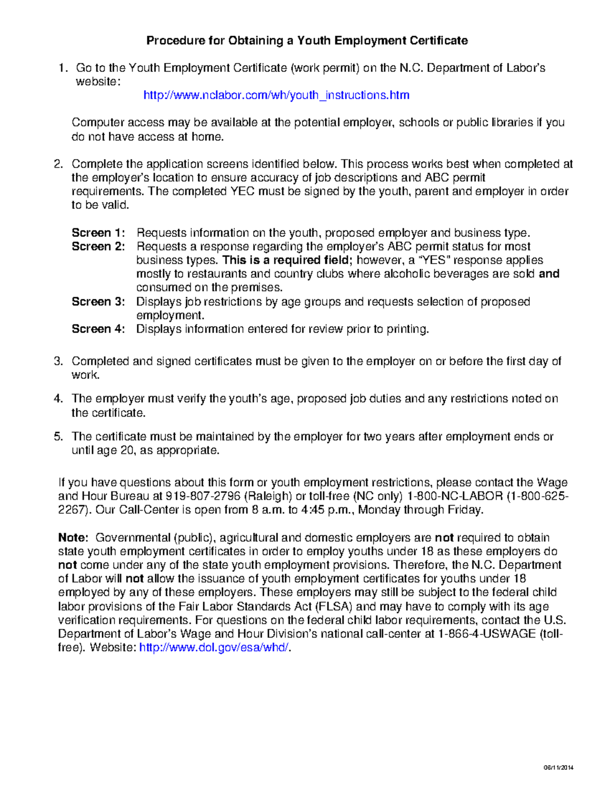 YEC-2 - notes - 06/11/ Procedure for Obtaining a Youth Employment ...