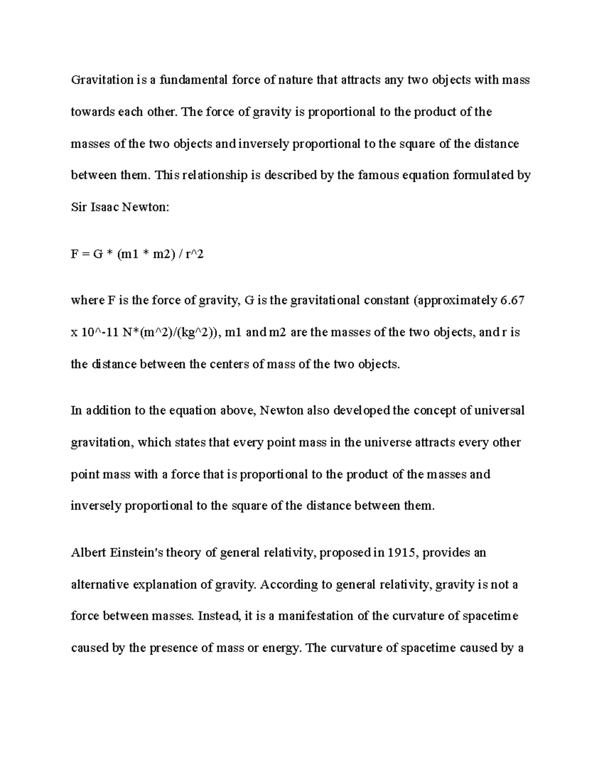 Gravitation Notes Practice Problems - Gravitation is a fundamental ...