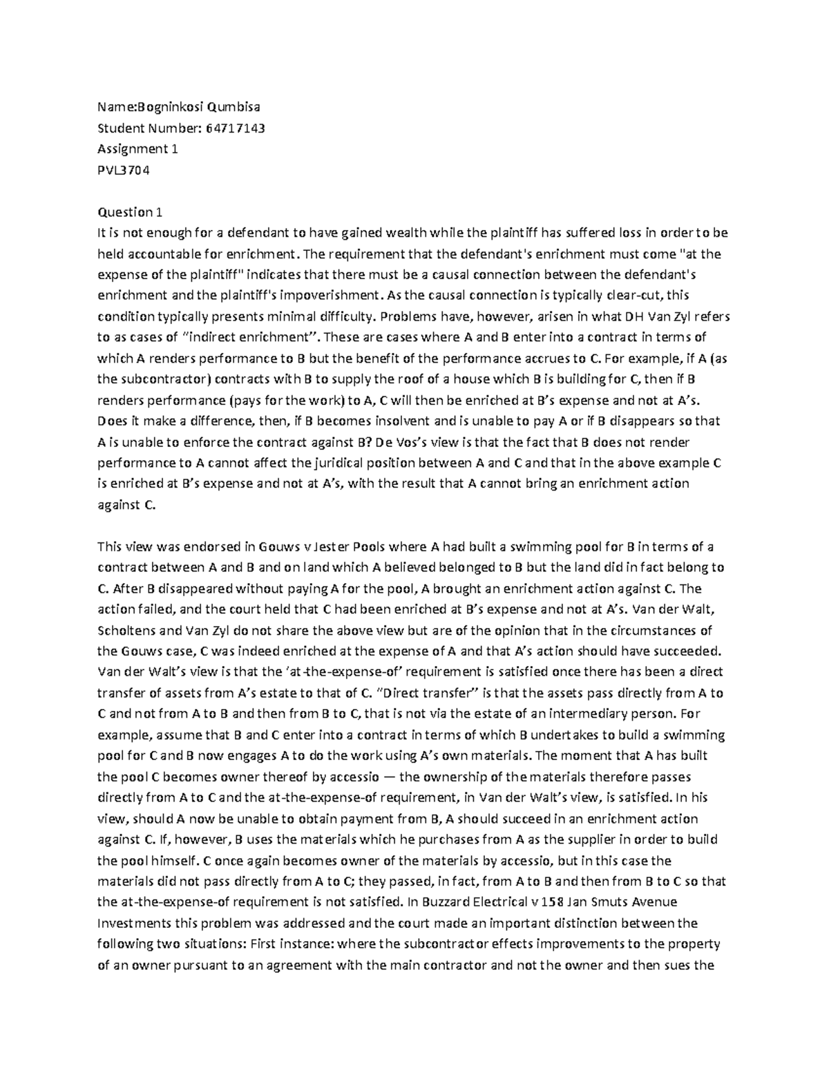 PVL3704 real assignment - Name:Bogninkosi Qumbisa Student Number: 64717143 Assignment 1 PVL ...