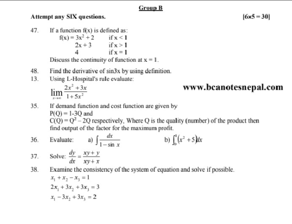 MATH OLD QUESTIONS 2018a - Bachelors of computer application - Studocu