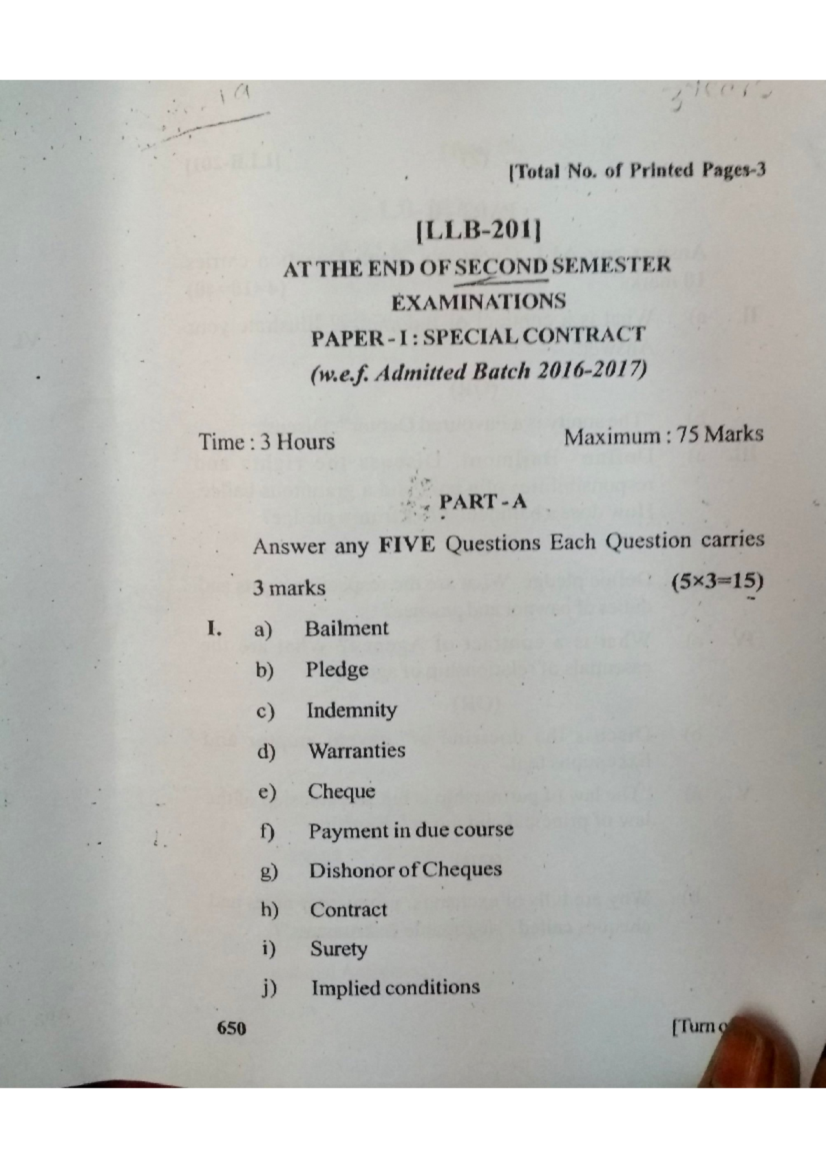 2019 old papers - 3 Yeara llb - Studocu