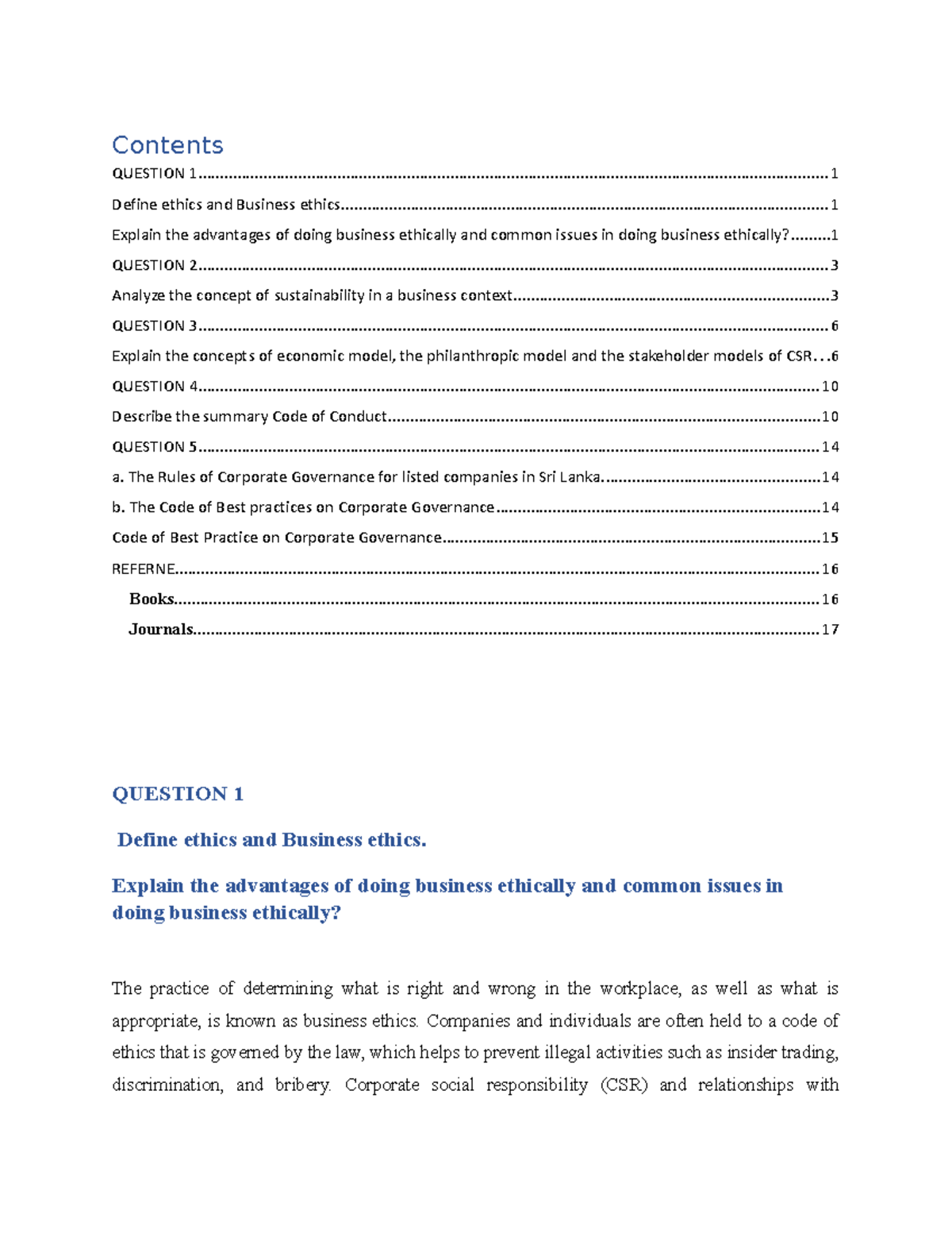 Ethics - MODULE ASSIGNMENT - Contents QUESTION - Studocu