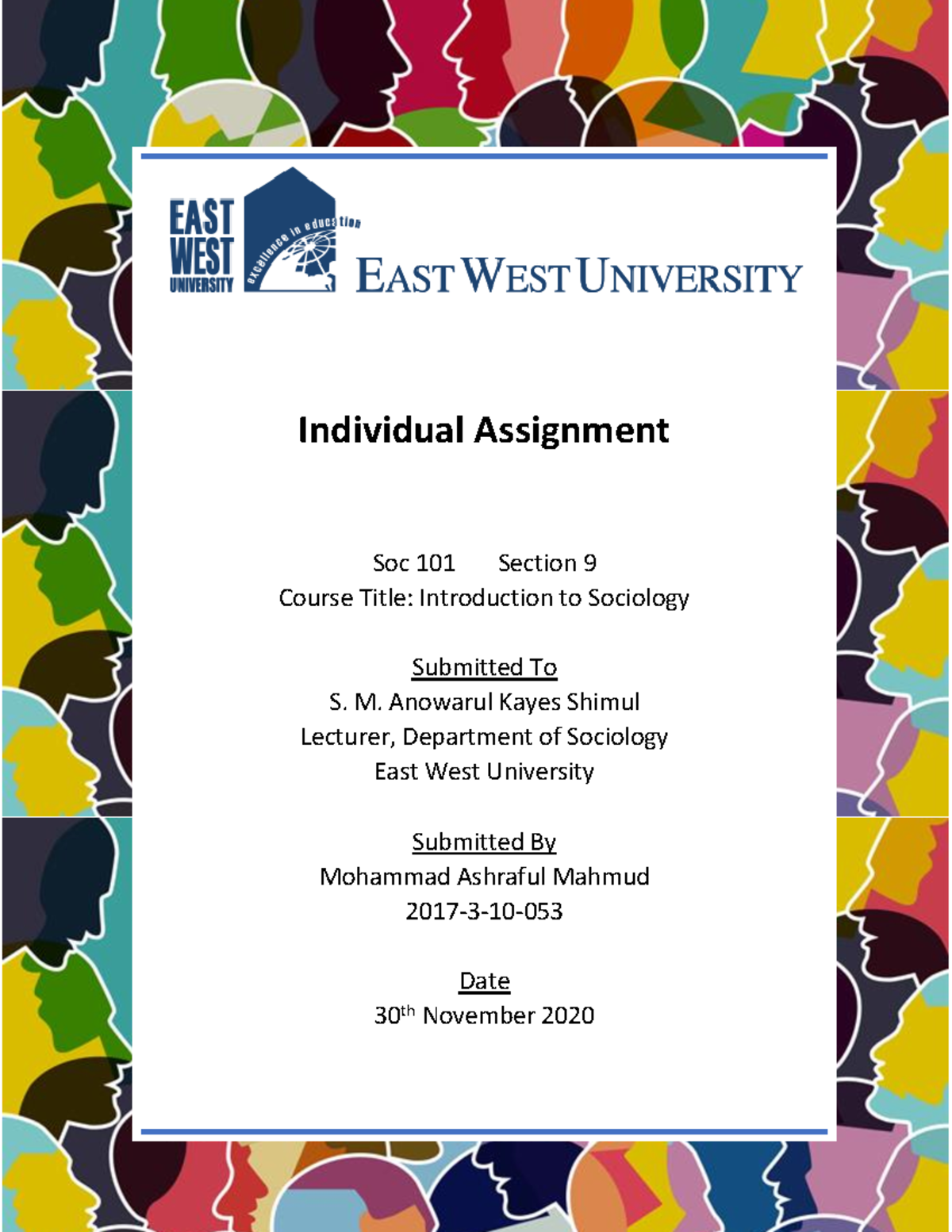 Assignment on 5 case studies EWU - Individual Assignment Soc 101 Section 9 Course Title: - Studocu