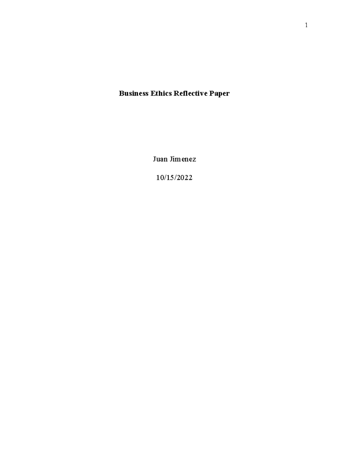Business Ethics Reflective Paper Unit 7 Assignment docx - Business ...