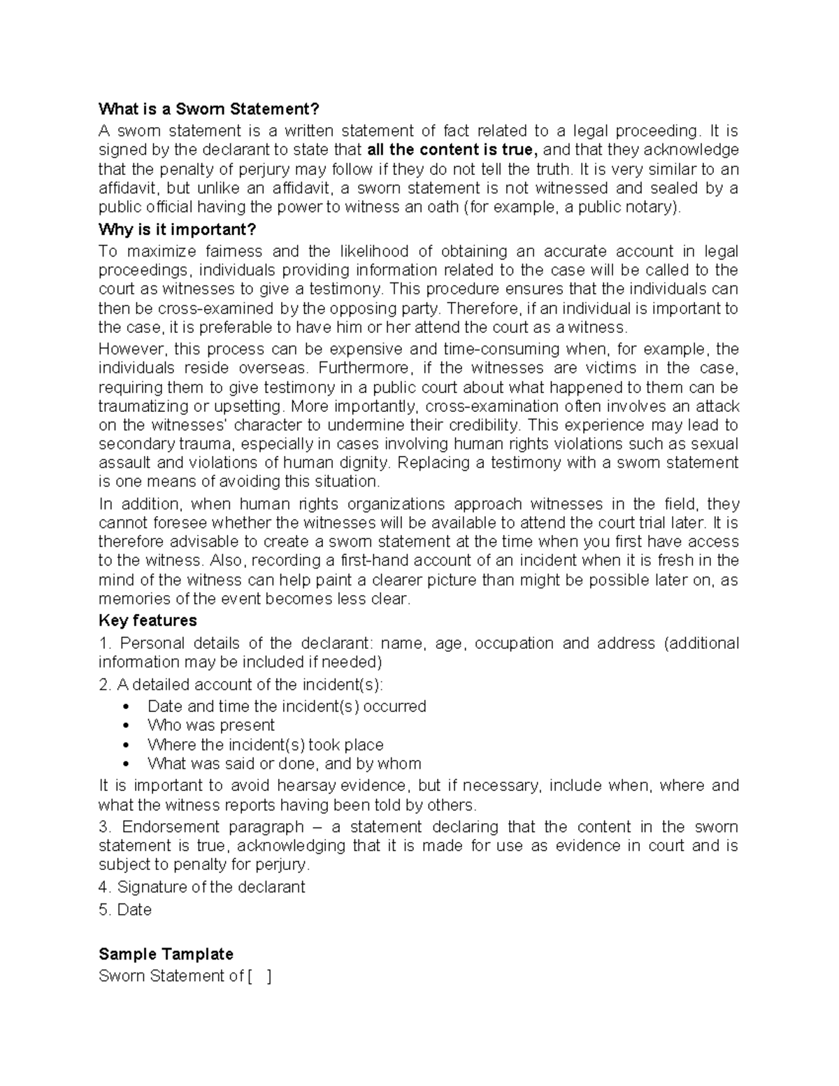 Sworn-statement - What is a Sworn Statement? A sworn statement is a ...