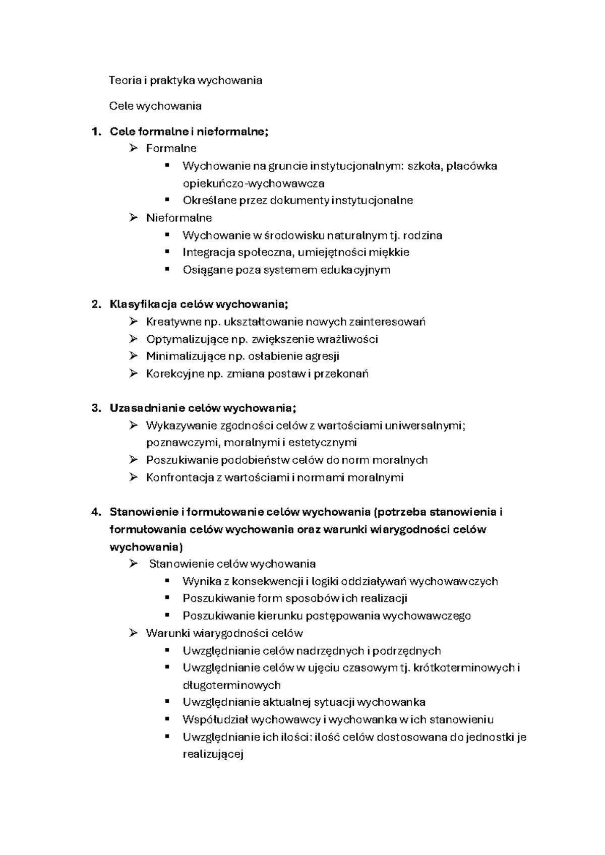 Cele wychowania - Teoria i praktyka wychowania Cele wychowania Cele formalne i nieformalne ...