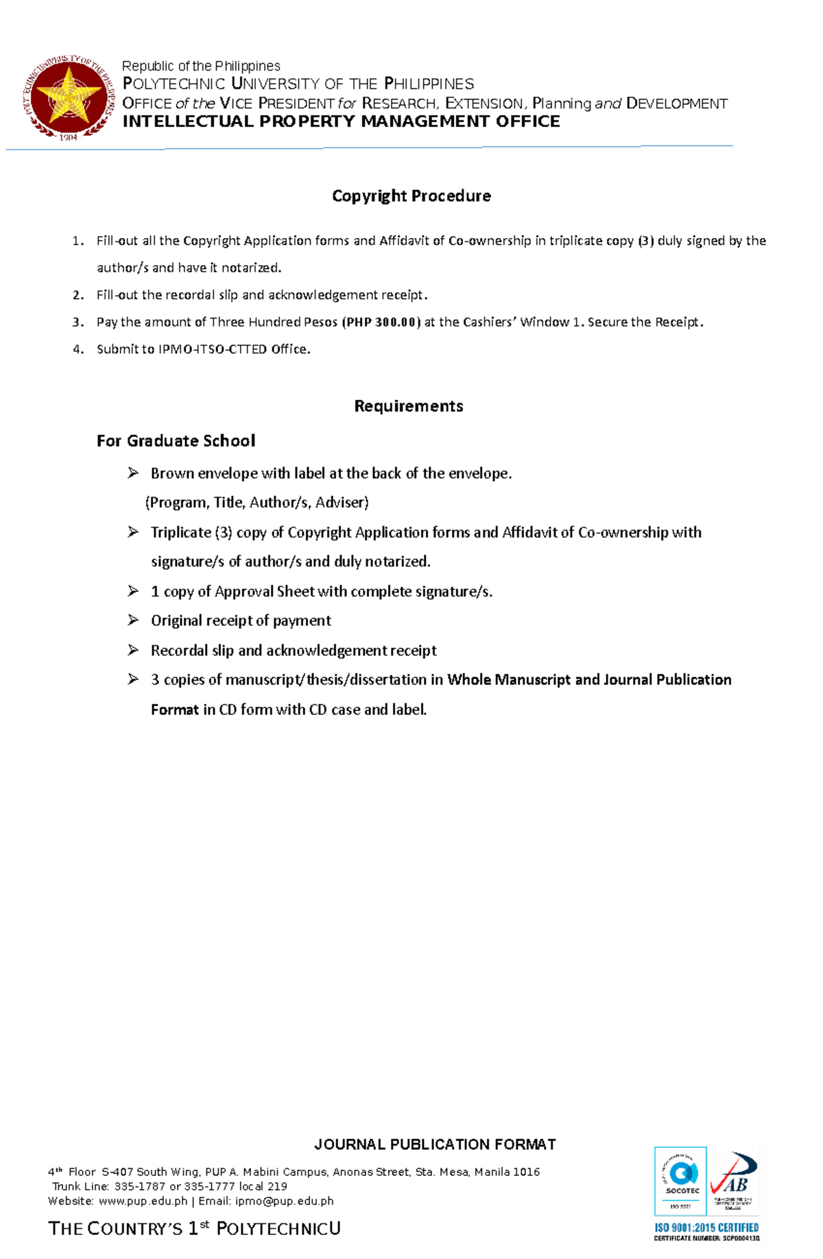 May 2022 IPMO Copyright Procedures and Journal Publication Format ...