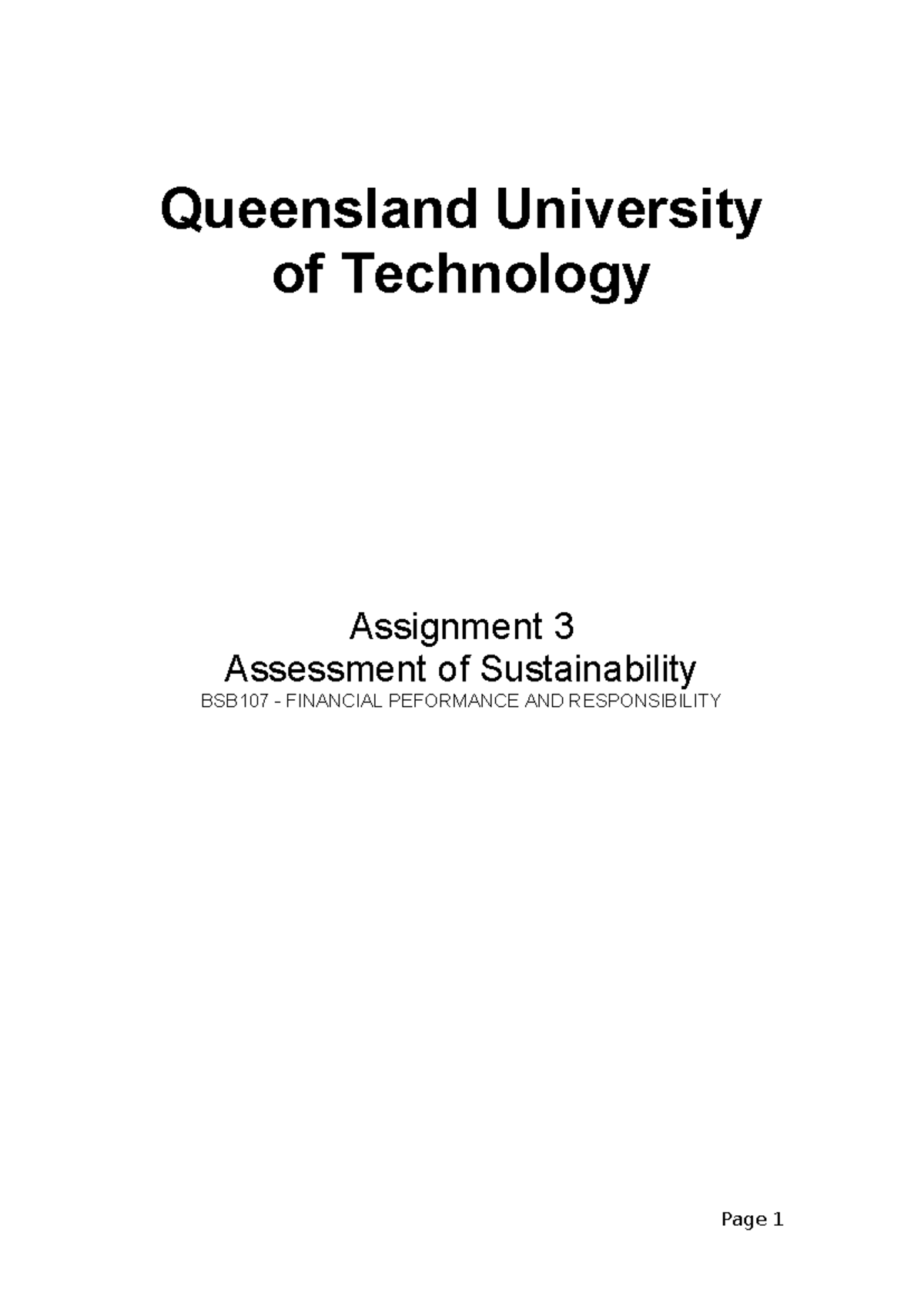 Assignment 3 - Queensland University of Technology Assignment 3 ...