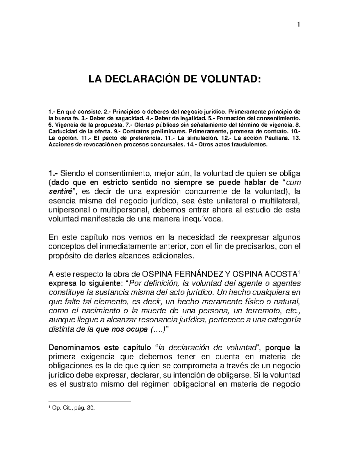 Declaracion de voluntad - LA DECLARACIÓN DE VOLUNTAD: 1.- En qué ...