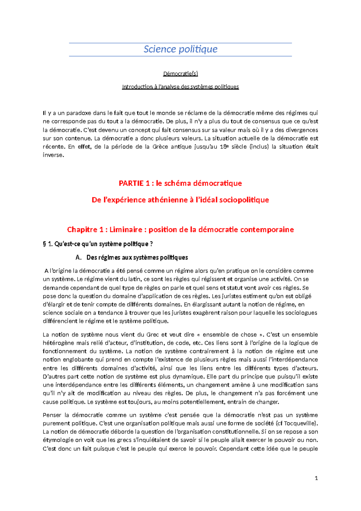 Science po S3 - Science poli*que Démocra(e(s) Introduc(on à l’analyse ...