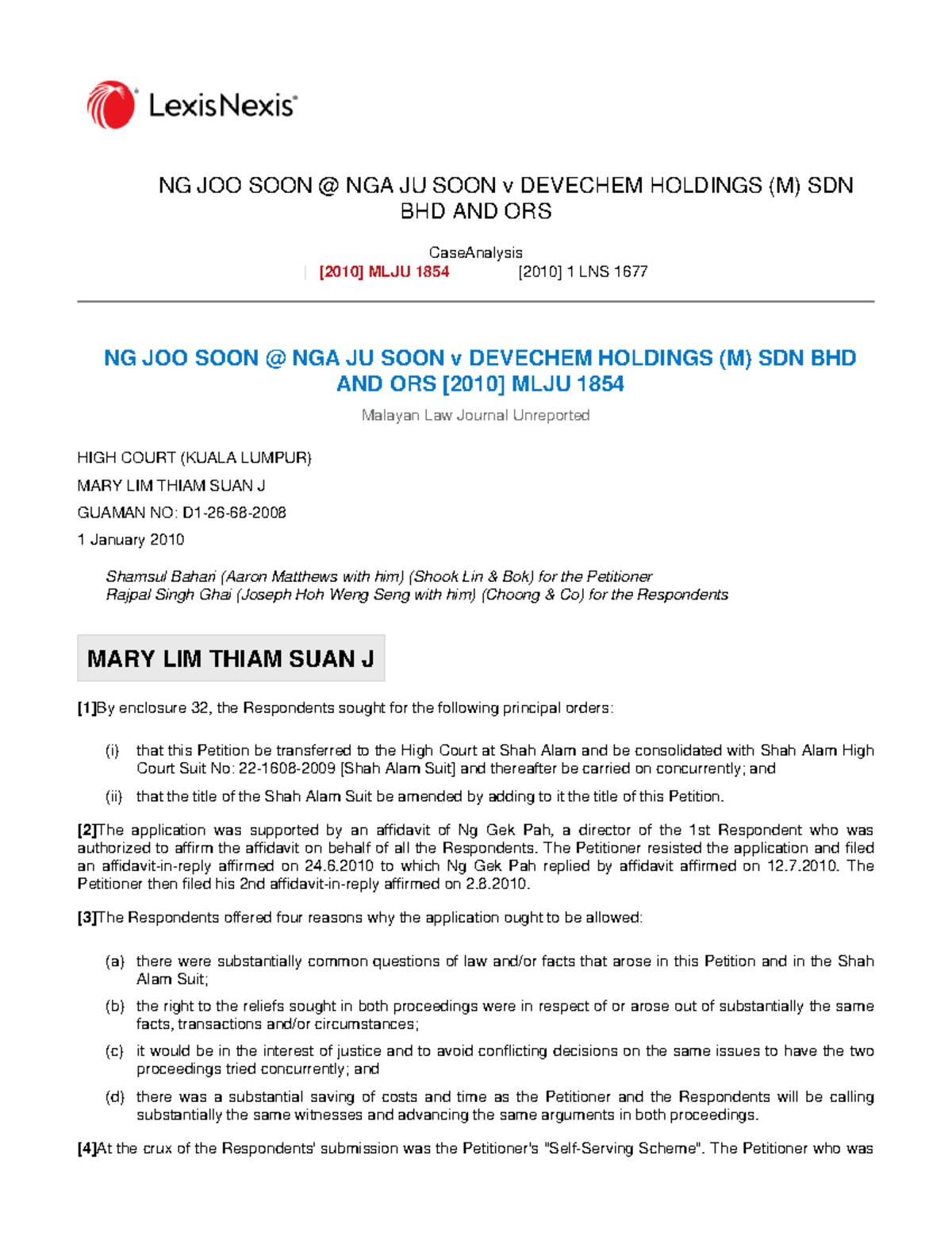 NG JOO SOON @ NGA JU SOON v Devechem Holdings (M) SDN B - Civil ...