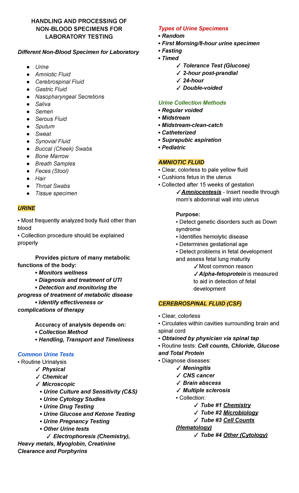 PMLS 2 Finals Reviewer - Summary Medical Laboratory Science - HANDLING ...